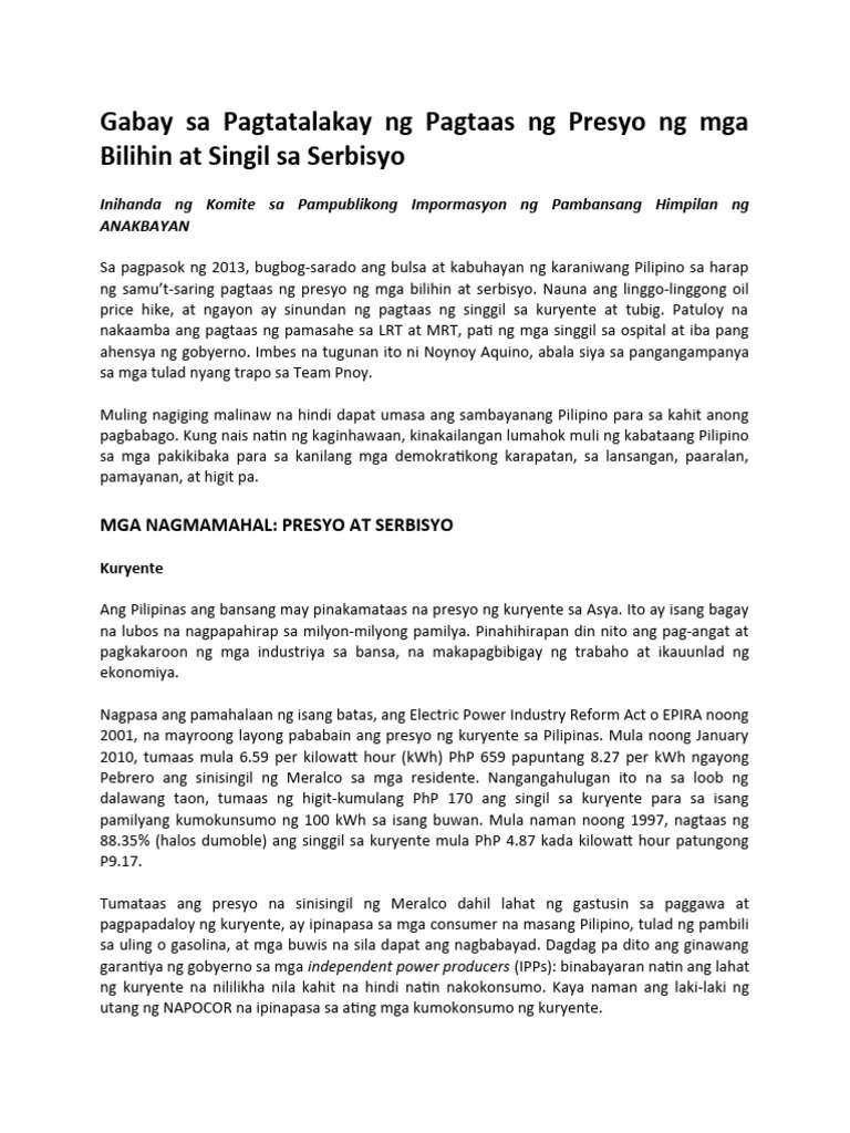 March 2013 DG Sa Presyo at Pribatisasyon | PDF