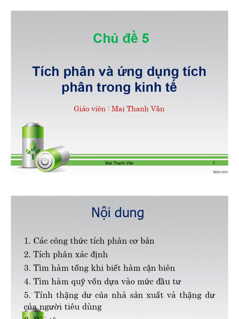 Chu de 5. Tich Phan Va Ung Dung Tich Phan Trong Kinh Te | PDF