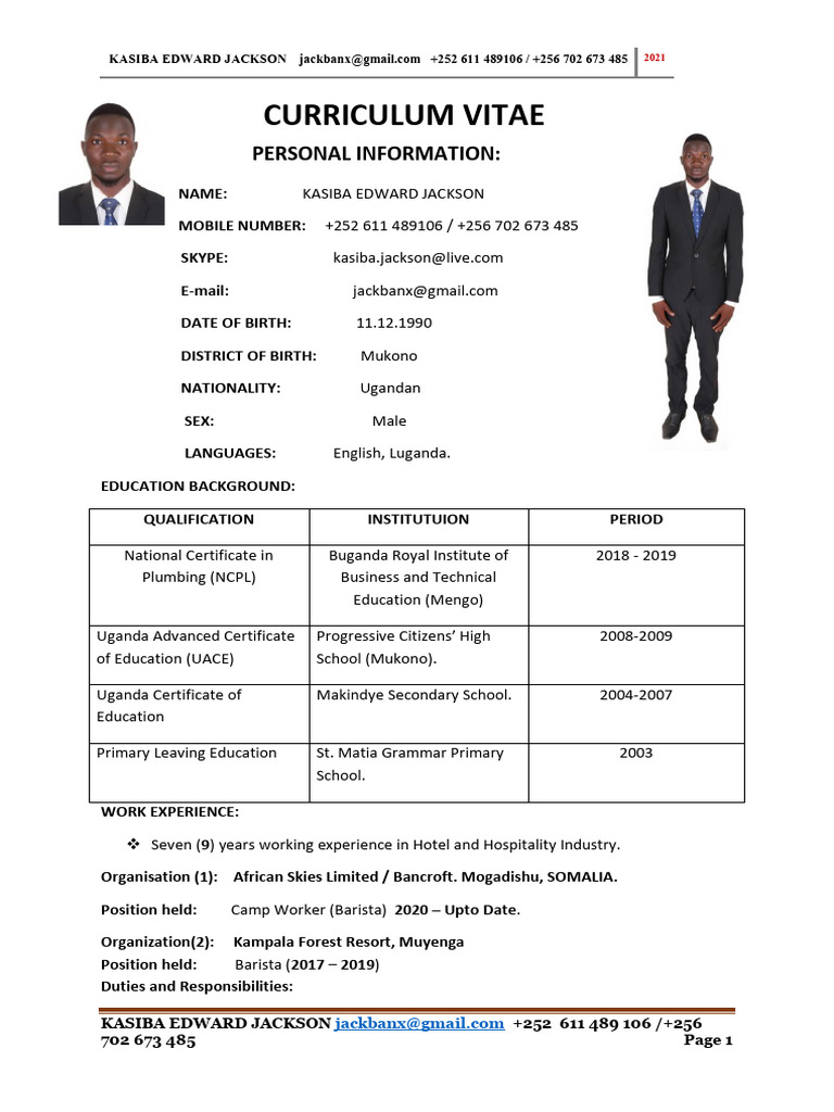 Resume 1 | PDF | Waiting Staff | Restaurants