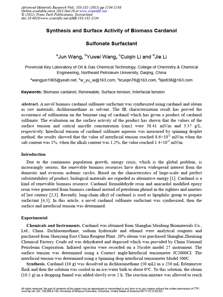 amr.183 185.1534 | PDF | Surfactant | Acid