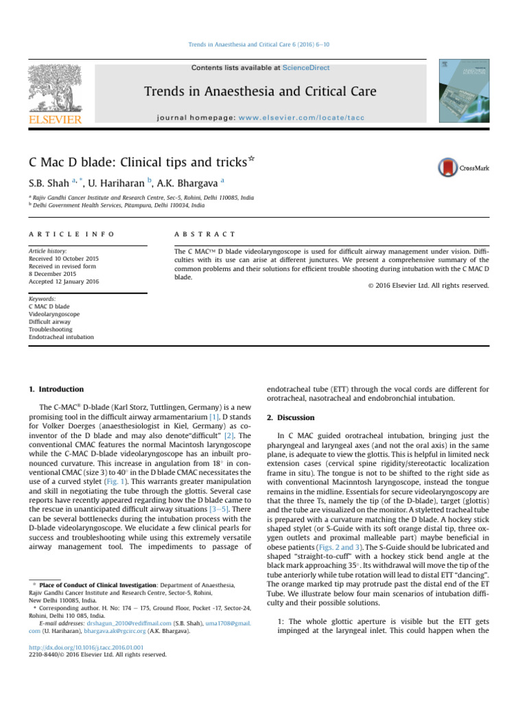 C Mac D Blade | Download Free PDF | Anesthesia | Surgery