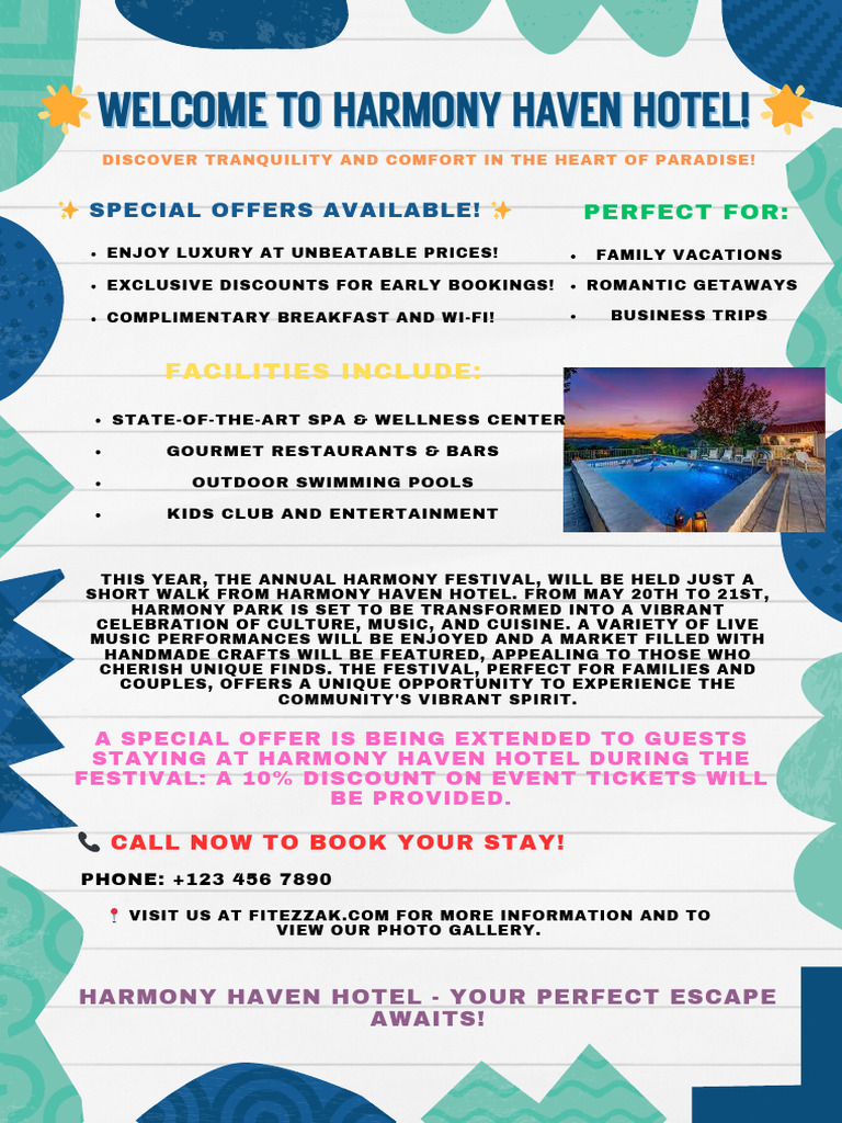 Harmony Haven Hotel: Luxury & Discounts | PDF | Cooking, Food & Wine