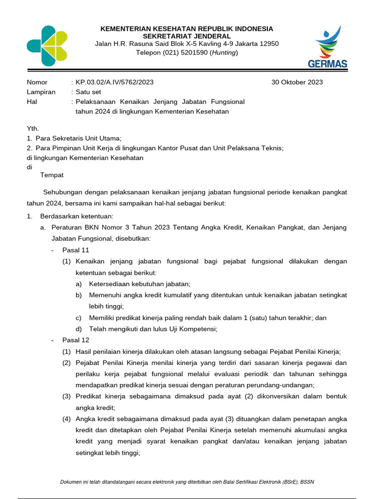 SE Kenaikan Jabatan Fungsional 2024 | PDF | Pengelolaan Keuangan & Uang