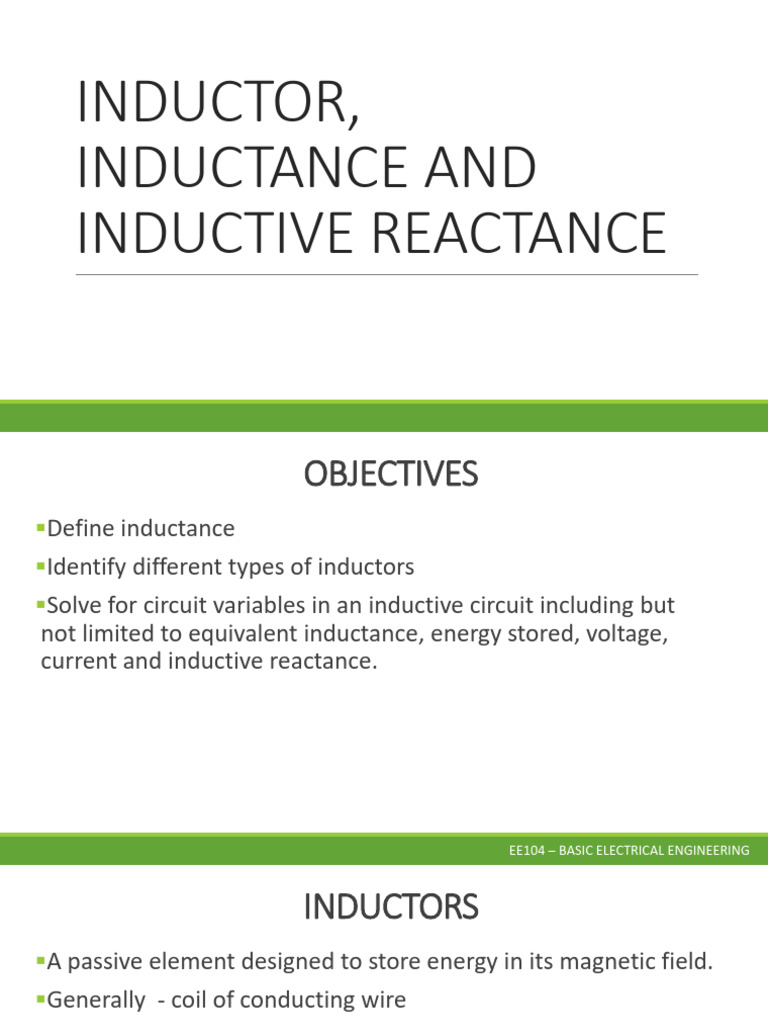 Inductor Inductance And Inductive Reactance Pdf Inductor Inductance