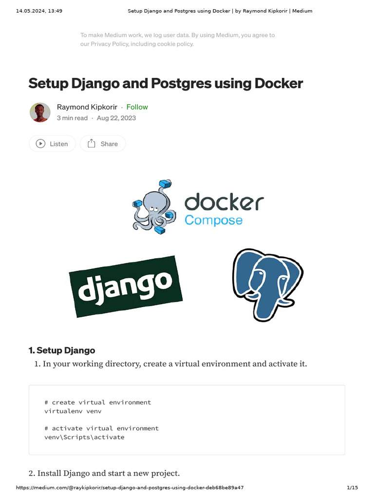 Setup Django And Postgres Using Docker By Raymond Kipkorir Medium 2326