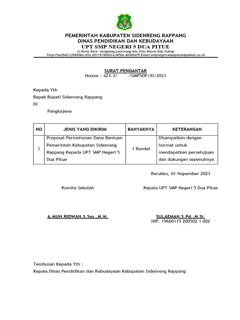 Proposal Bantuan Plafon Sekolah SMP 5 | PDF