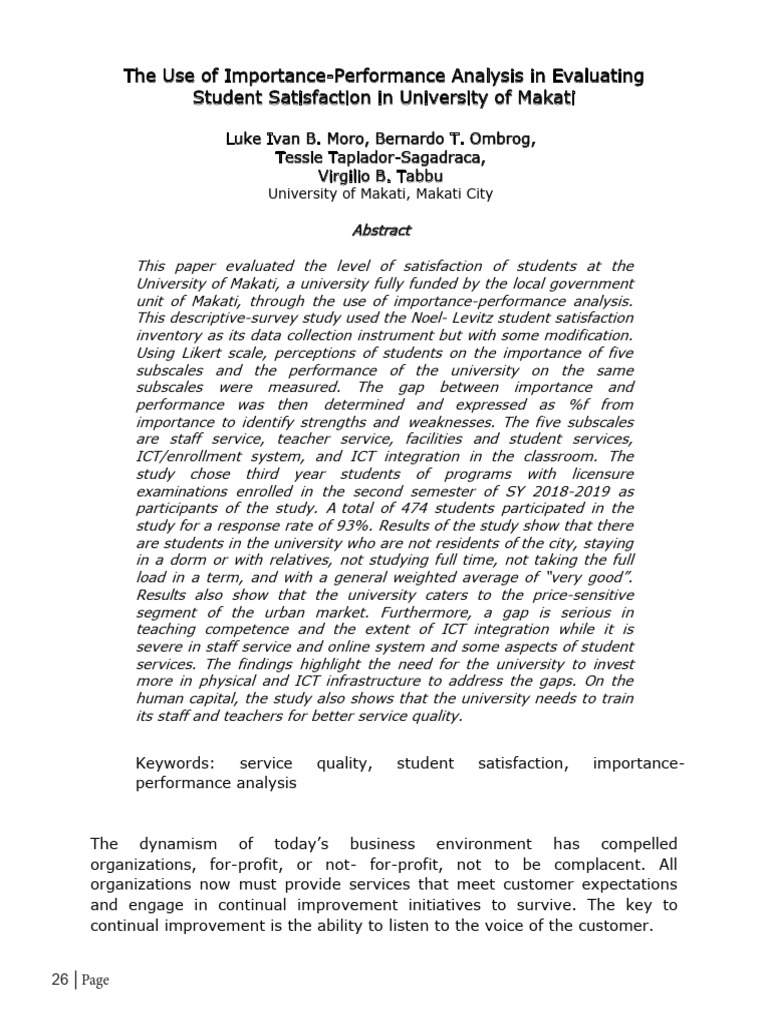 The Use of Importance-Performance Analysis in Evaluating Student Satisfaction in University of ...