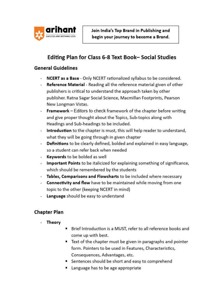 Editing Plan For SST Textbook - 5th April | PDF | Cognition