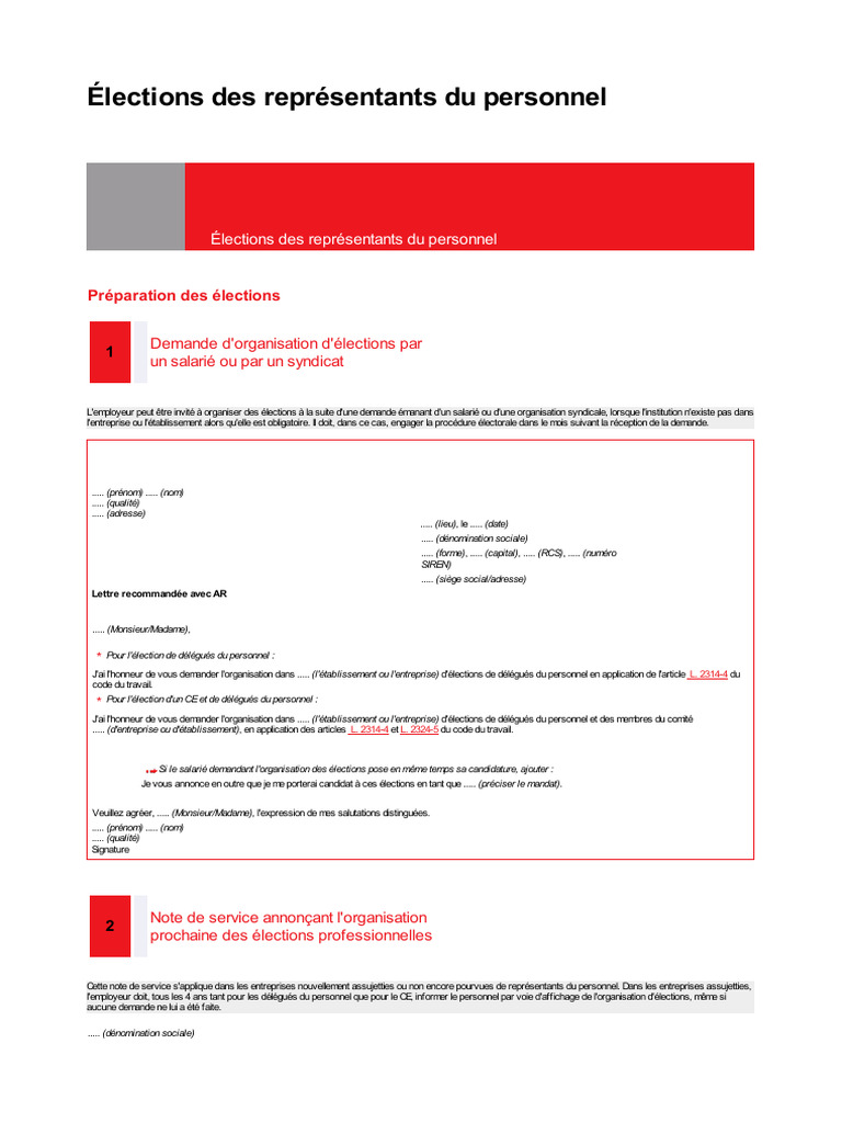 Modele Elections Des Representants Du Personnel | PDF | Vote | Syndicat
