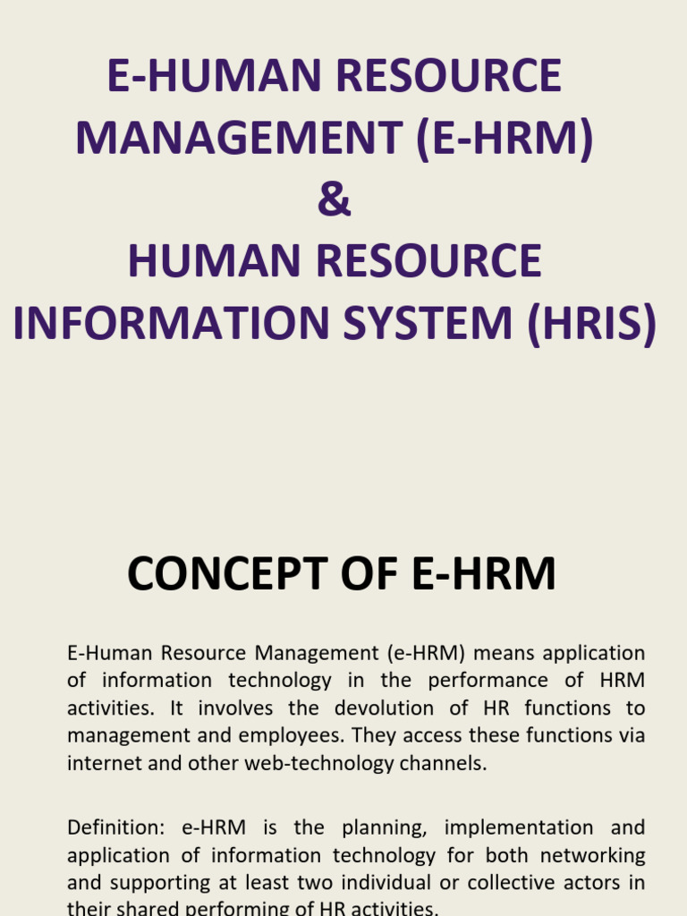E-Hrm & Hris | PDF | Human Resource Management | Organizational Behavior