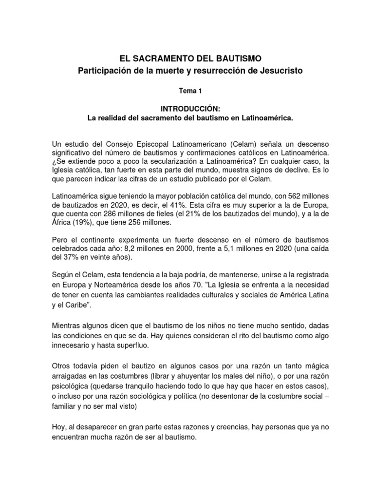 El Bautismo | PDF | Bautismo | Sacramentos