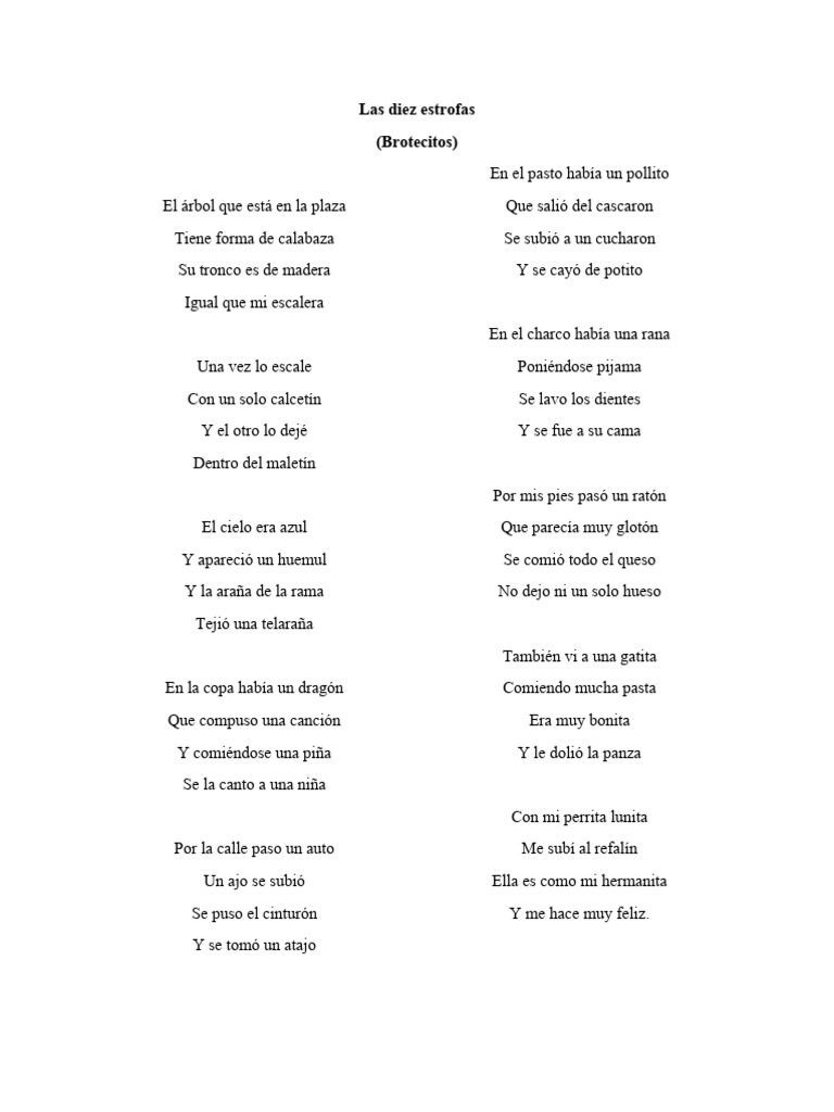 Las diez estrofas poema brotecitos | PDF