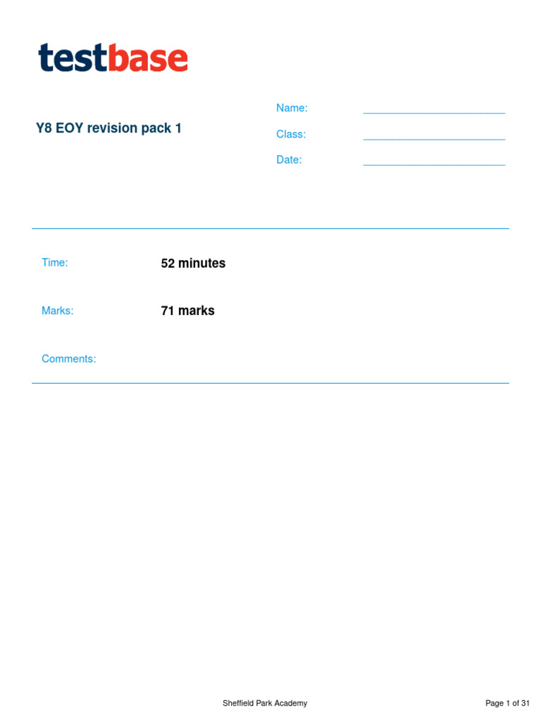 Y8 EOY Revision Pack 1 | PDF | Weight | Sodium Hydroxide