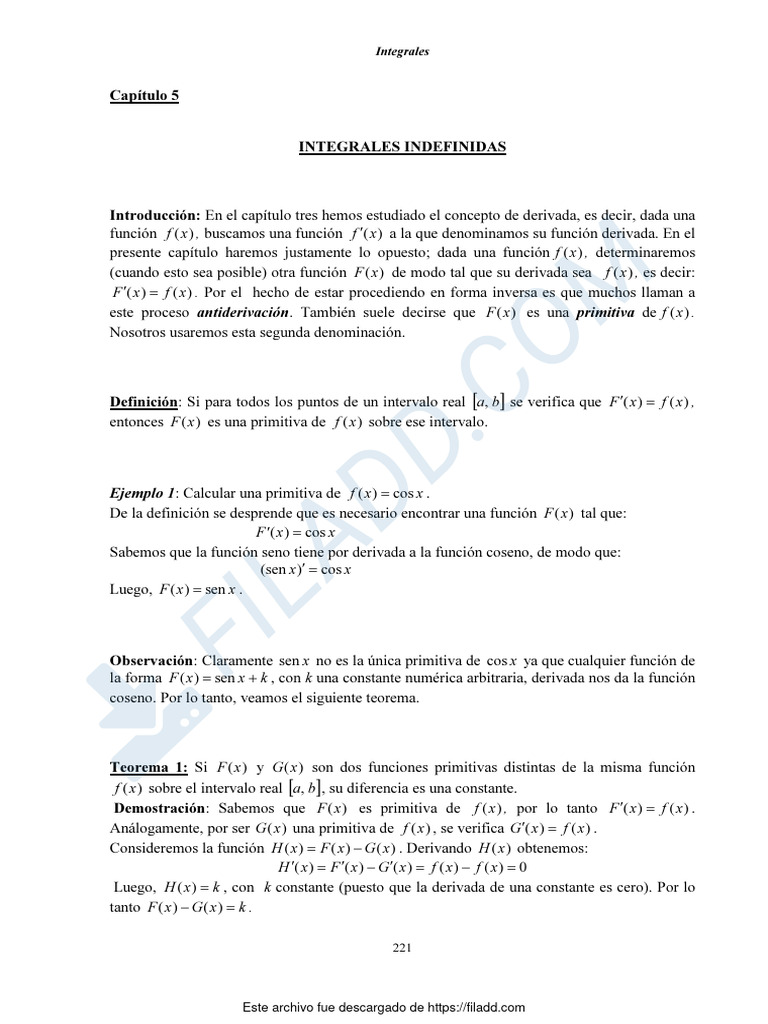 Cap5 - Integrales 1 | PDF | Integral | Derivado