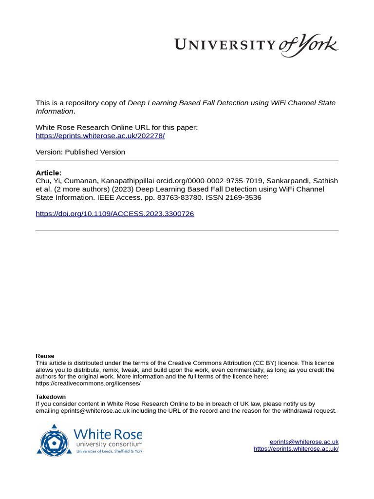 Deep Learning Based Fall Detection Using WiFi Channel State Information | PDF | Wi Fi | Deep ...