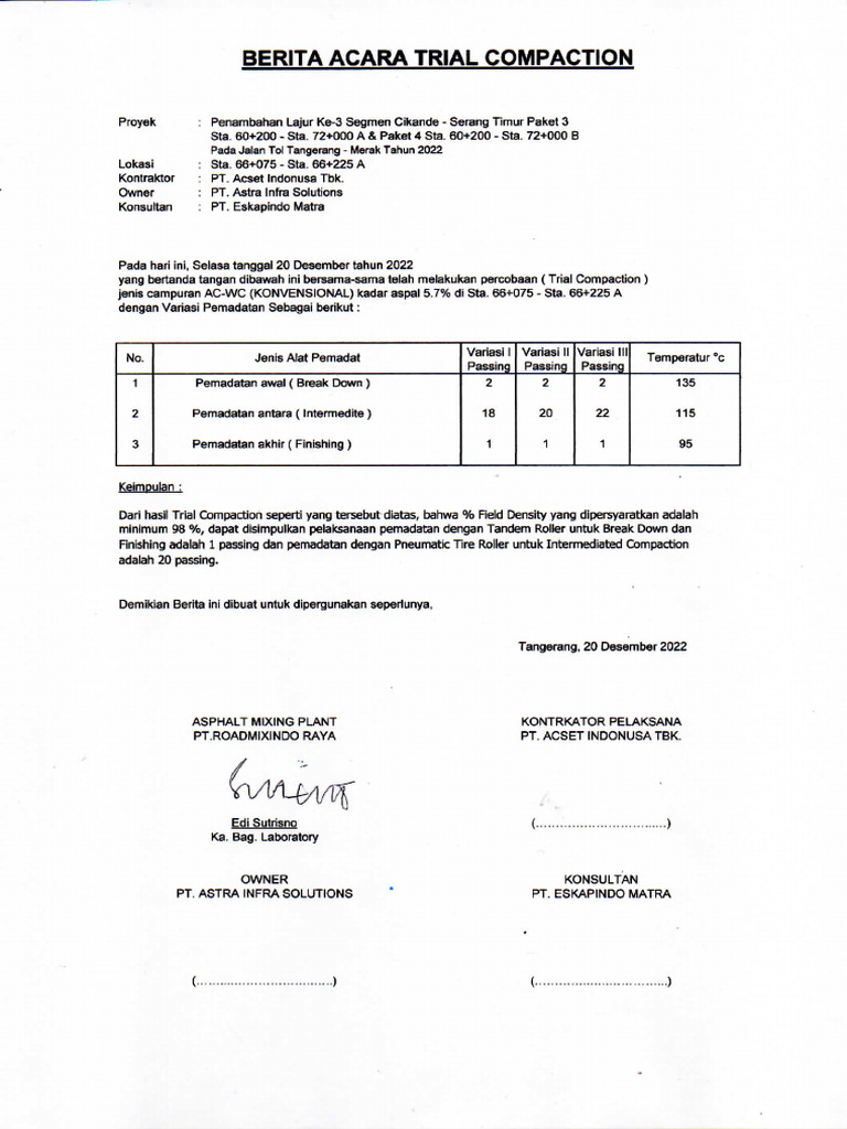 Ba Trial Compaction Acwc Konvensional | PDF