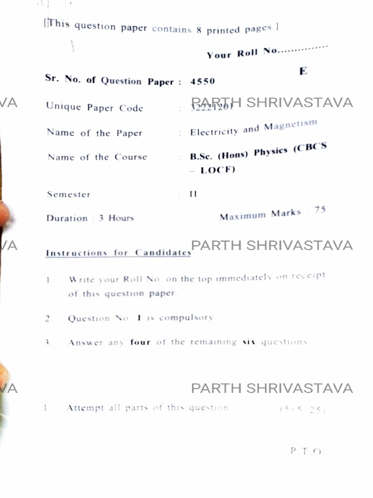 PHYSICS (H) S2 Electricity and Magnetism | PDF