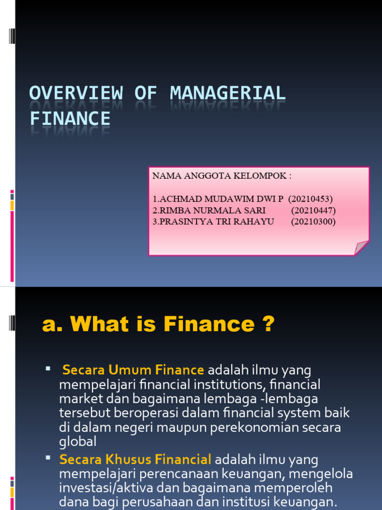 Overview of Managerial Finance | PDF
