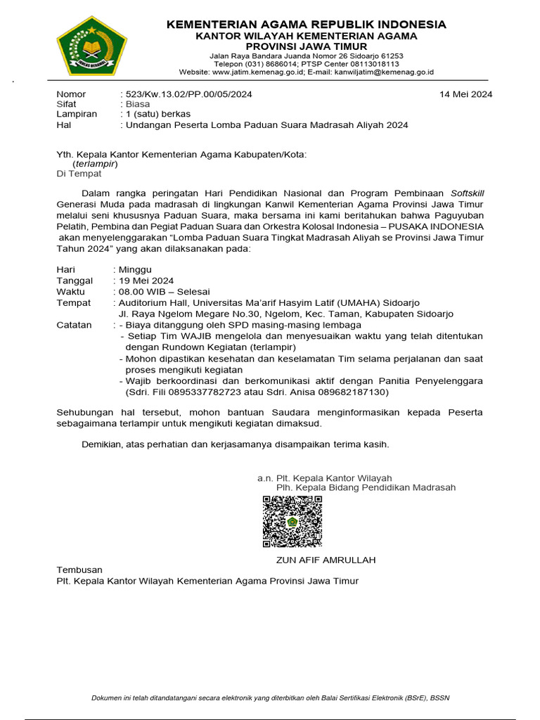 Surat Undangan - Lomba Padus MA | PDF