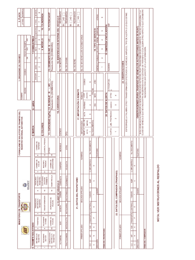 Formulario Transito | PDF