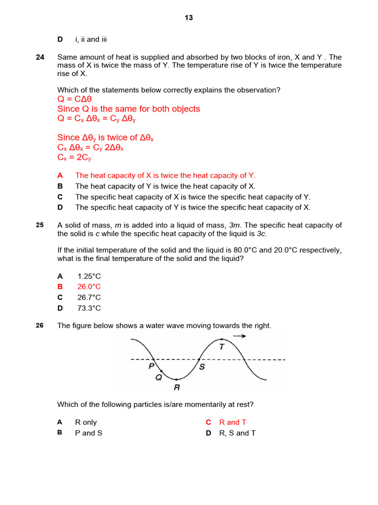 Ans - Wave - 2017 Sec 3 EOY P1 | PDF | Heat Capacity | Waves