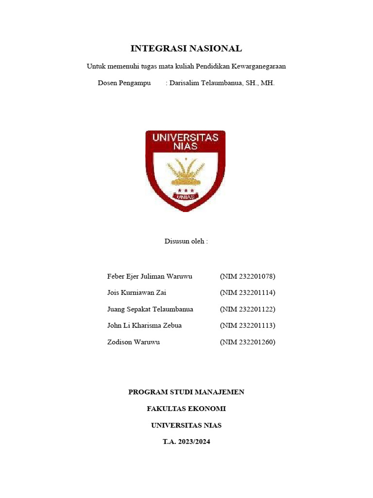 Integrasi Nasional | PDF | Karier & Perkembangan
