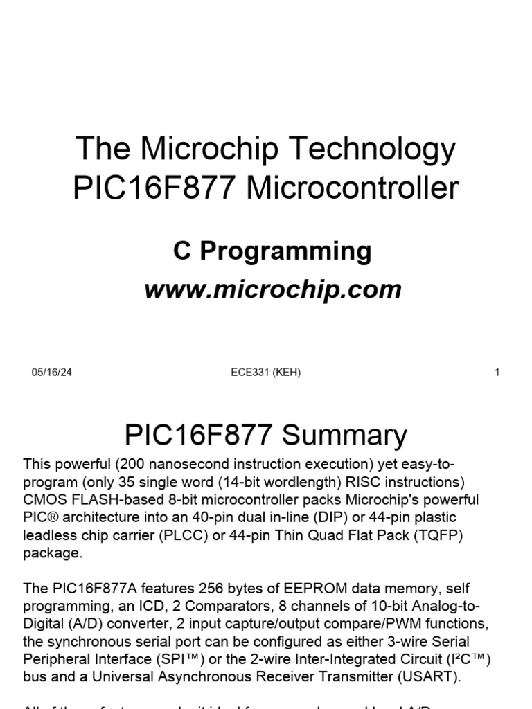 PIC16F877A C Programming | PDF | Microcontroller | Integrated Circuit