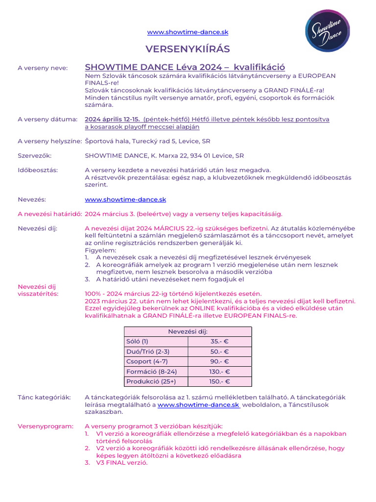 SHOWTIME DANCE Levice 2024 HU | PDF