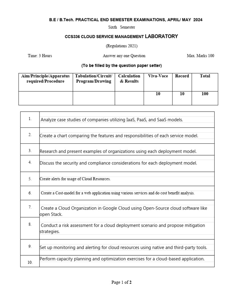 Cloud Service Management University Lab | PDF