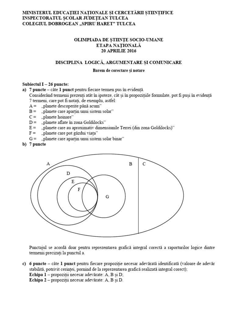 2016 Logica Etapa Nationala Barem Tulcea | PDF