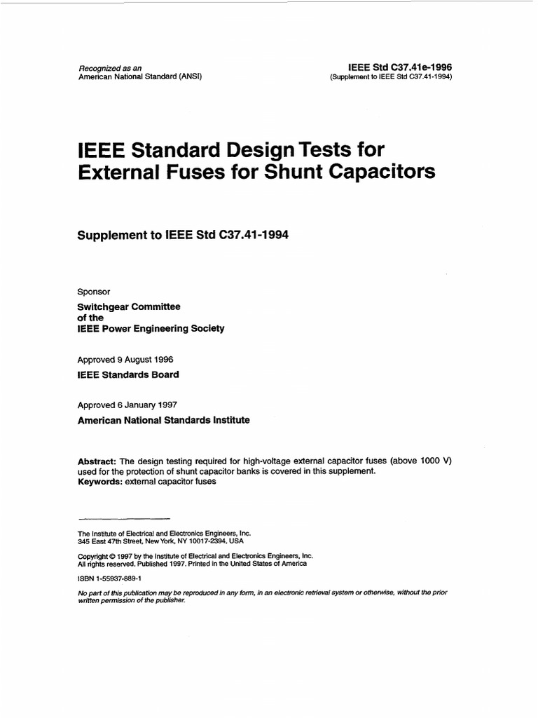 IEEE STD C37.41e-1996 | PDF | Fuse (Electrical) | Capacitor