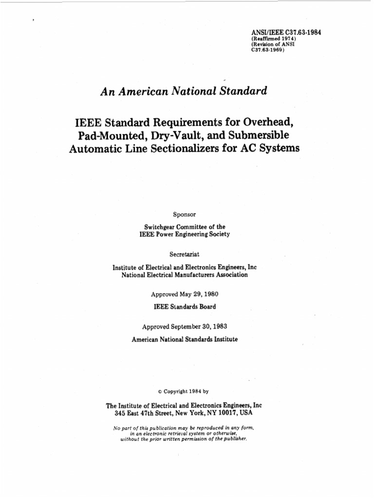 ANSI-IEEE STD C37.63-1984 | PDF | High Voltage | Insulator (Electricity)