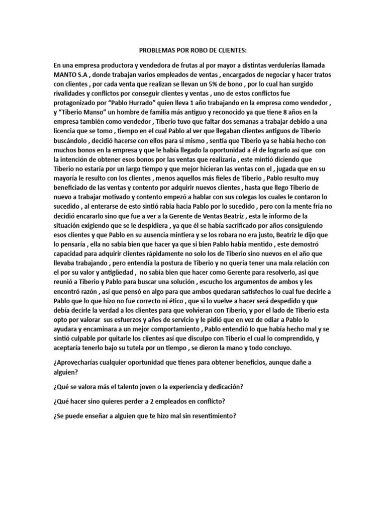Problemas Por Robo de Clientes | PDF | Business