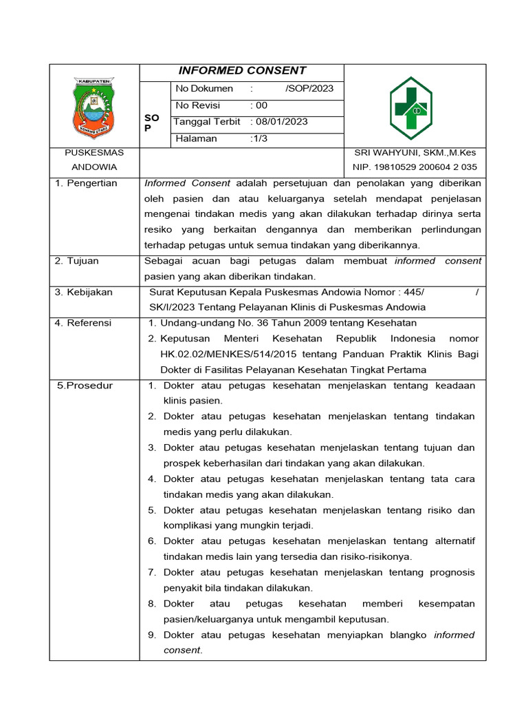 SOP Informend Consent | PDF | Sains & Matematika