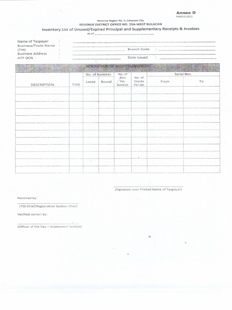 Inventory To Use As Invoice Rdo 25a | PDF