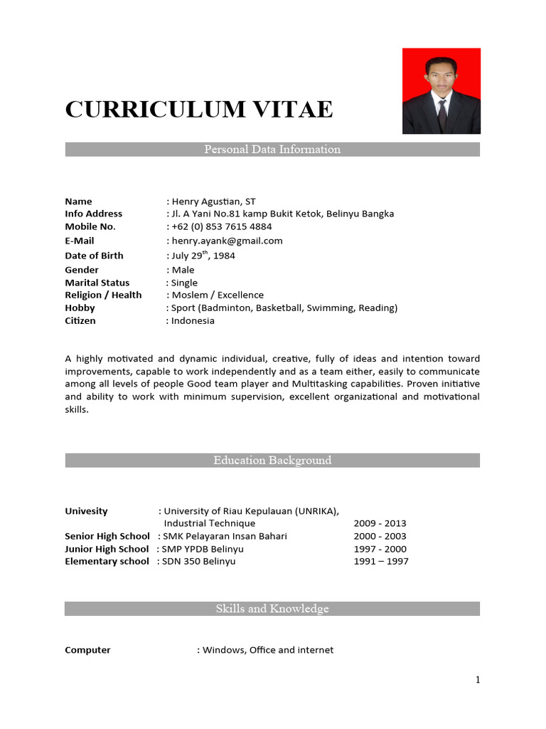 HenryAgustian CV | PDF | Computing
