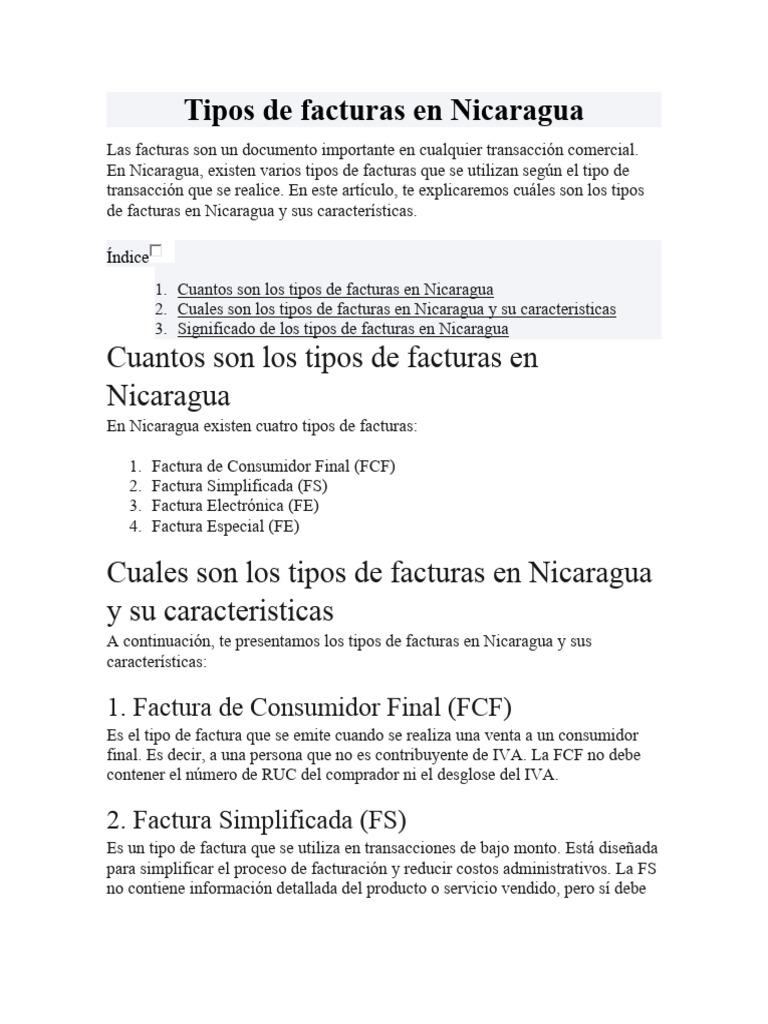Tipos de Facturas | PDF | Factura