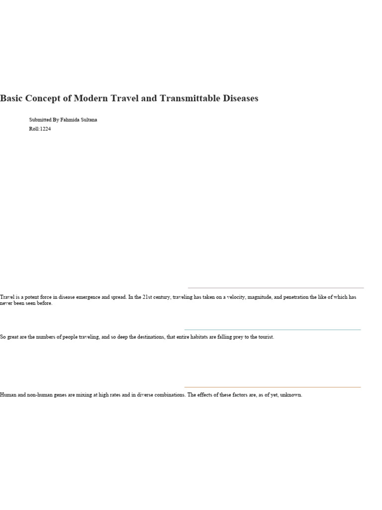 Modern Travel and Transmittable Diseases | PDF | Infection | Pathogen