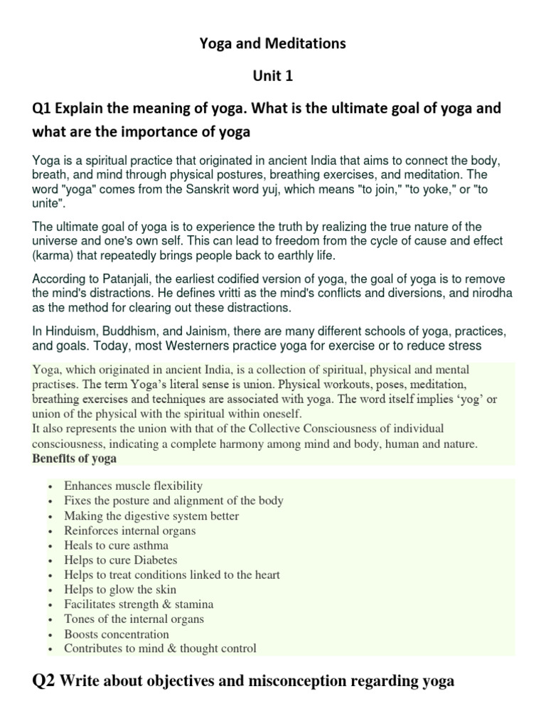 Yoga and Meditation Question and Answer | PDF | Hatha Yoga | Meditation
