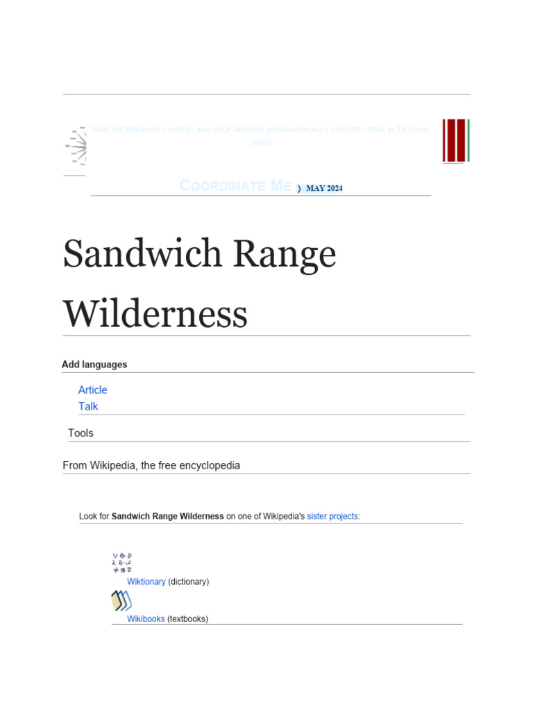 Sandwich Range Wilderness: Oordinate E | PDF