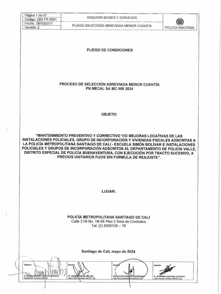 Proyecto Pliego de Condiciones PN Mecal Sa MC 005 2024 | PDF