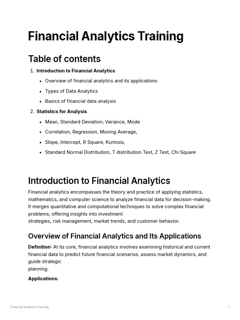 Financial Analytics Training | PDF | Analytics | Data Analysis