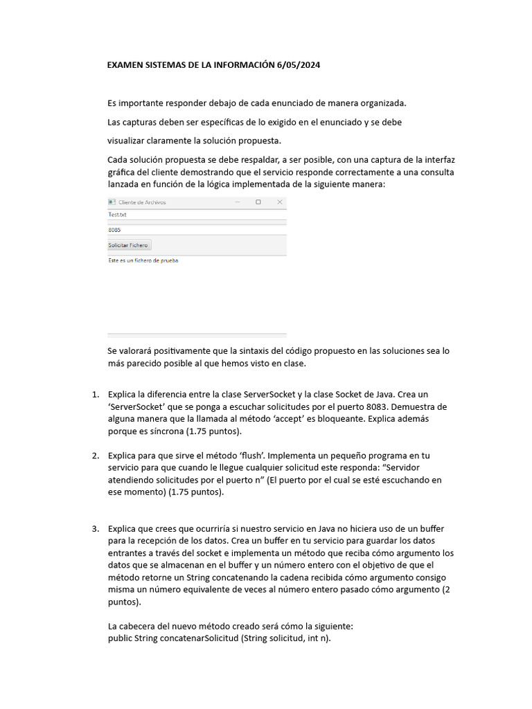 Examen Java: Servidores y Sockets | PDF | Java (lenguaje de ...
