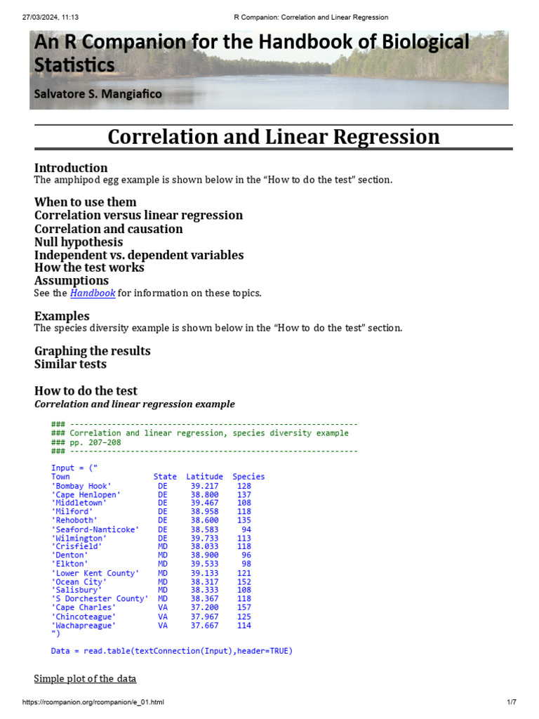 R Companion - Correlation and Linear Regression | PDF | Coefficient Of ...