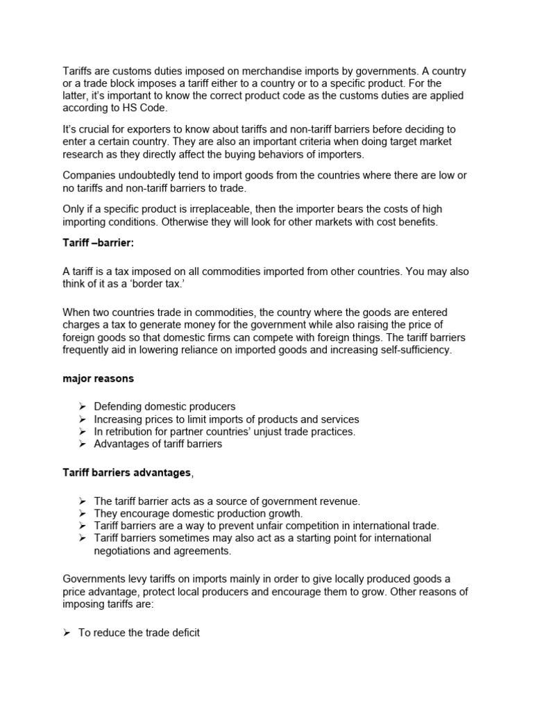 Tariff & Non Tariff Barrier | Download Free PDF | Non Tariff Barriers ...