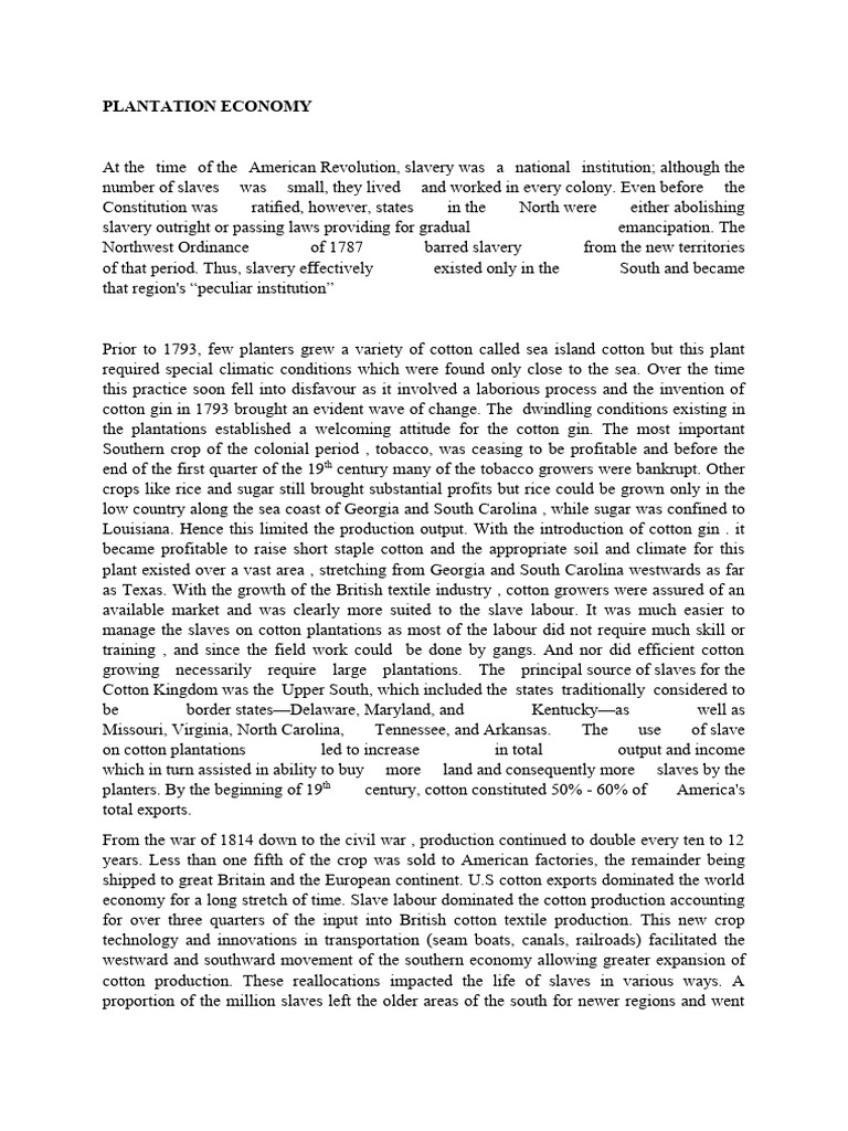 Plantation Economy | PDF | Slavery | Slavery In The United States