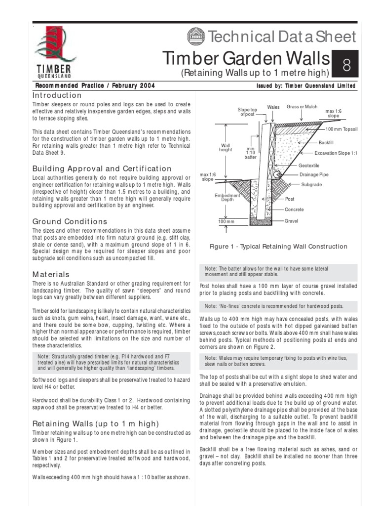 Retaining Walls | Download Free PDF | Lumber | Wall