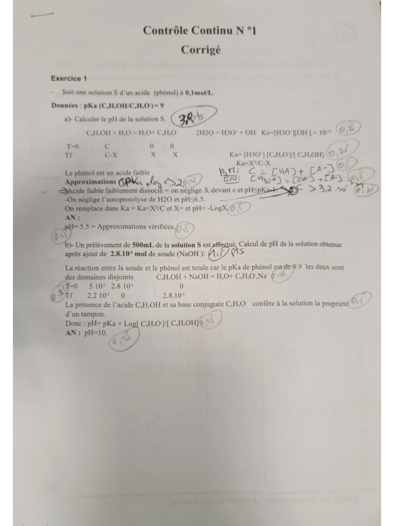 Corrigé Interrogation Chimie Analytique Sec A | PDF