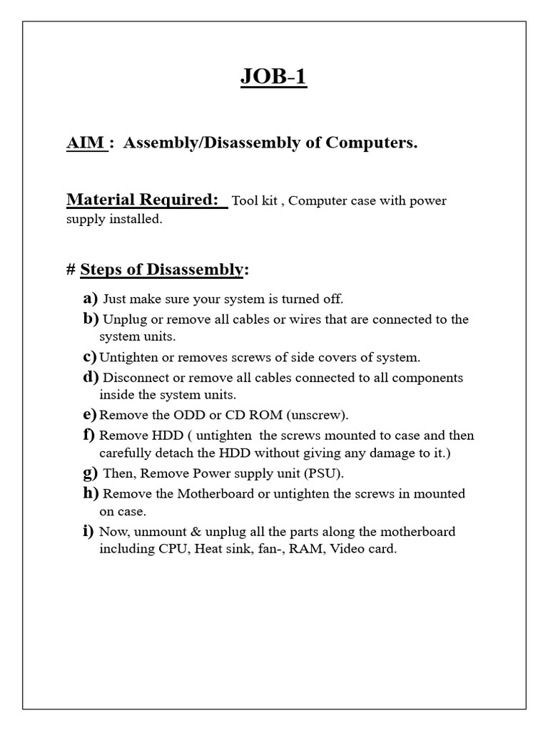 Computer Workshop Job 1 | PDF | Random Access Memory | Computer Data Storage