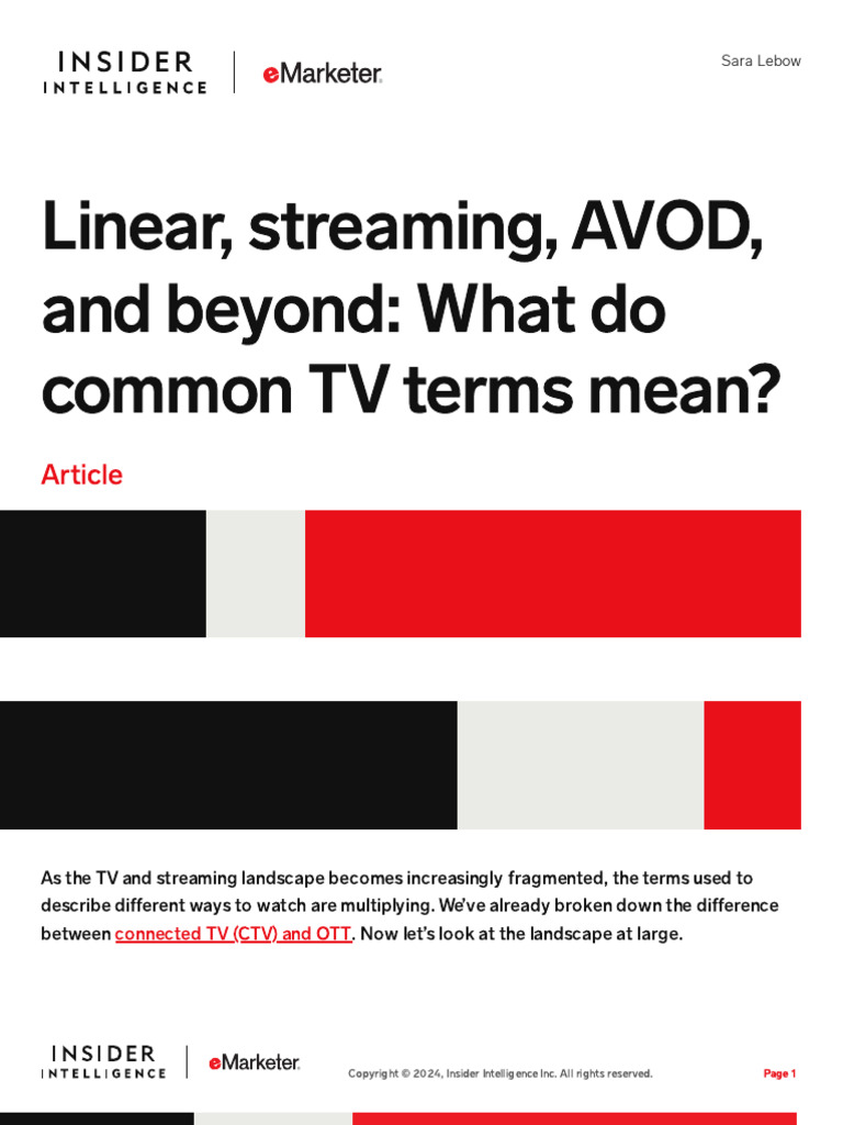 Linear Streaming AVOD and Beyond What Do Common TV Terms Mean Emarketer ...